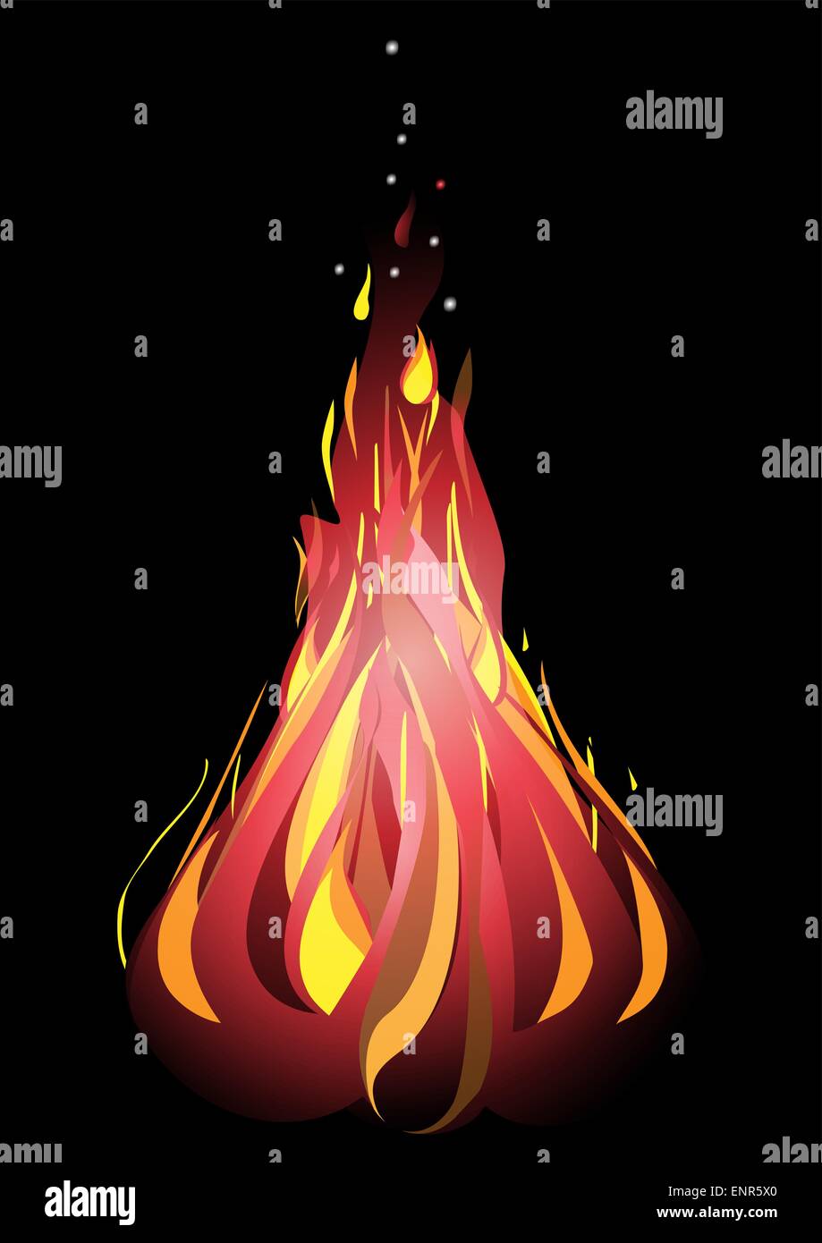 Bonfire with sparks on a black background Stock Vector Image & Art - Alamy