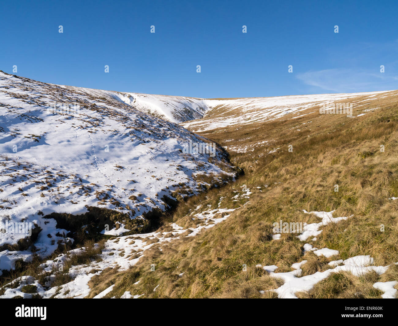 A view looking toward the source of the River Wye on Plynlimon in the ...