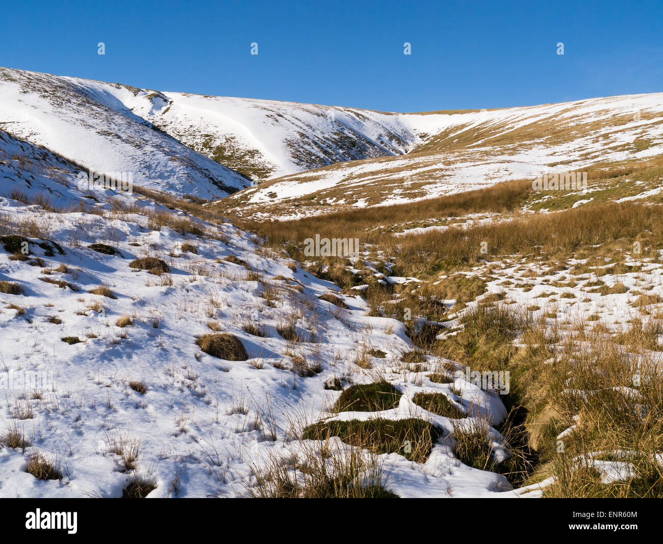 A view looking toward the source of the River Wye on Plynlimon in the ...