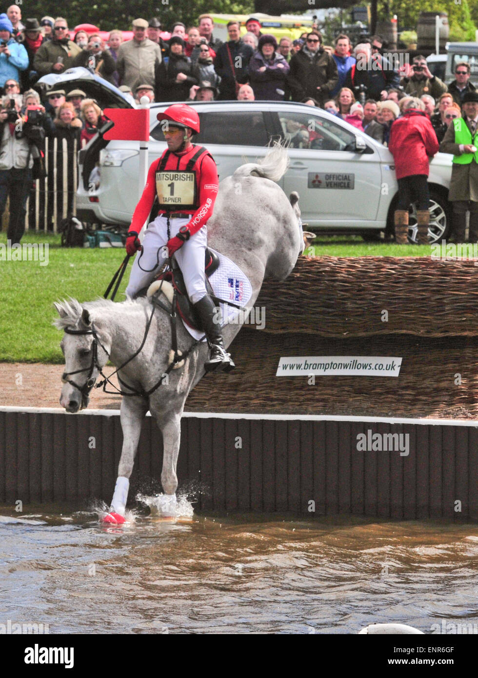 Paul Tapner, riding KILRONAN at the water jump as part of the cross country event at the ...