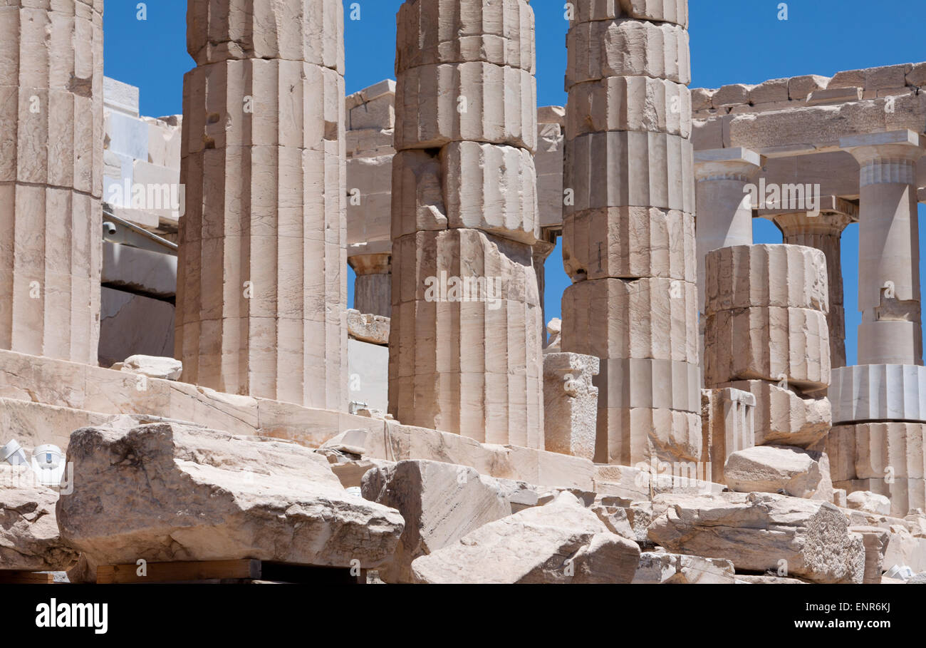 Columns of Parthenon in Athens Stock Photo - Alamy
