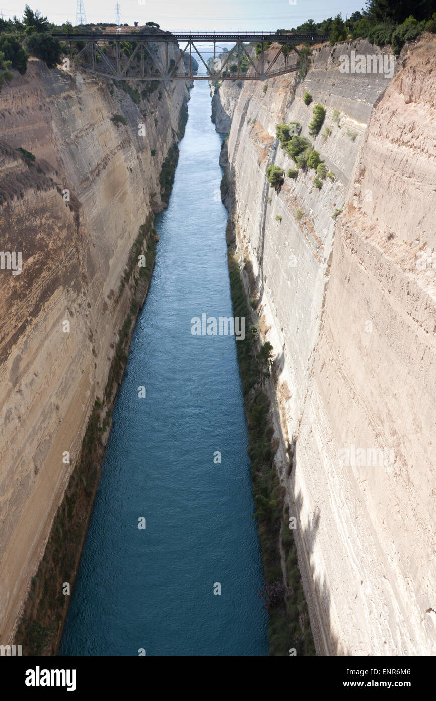 The Corinth Canal, Greece connects the Gulf of Corinth with the Saronic ...