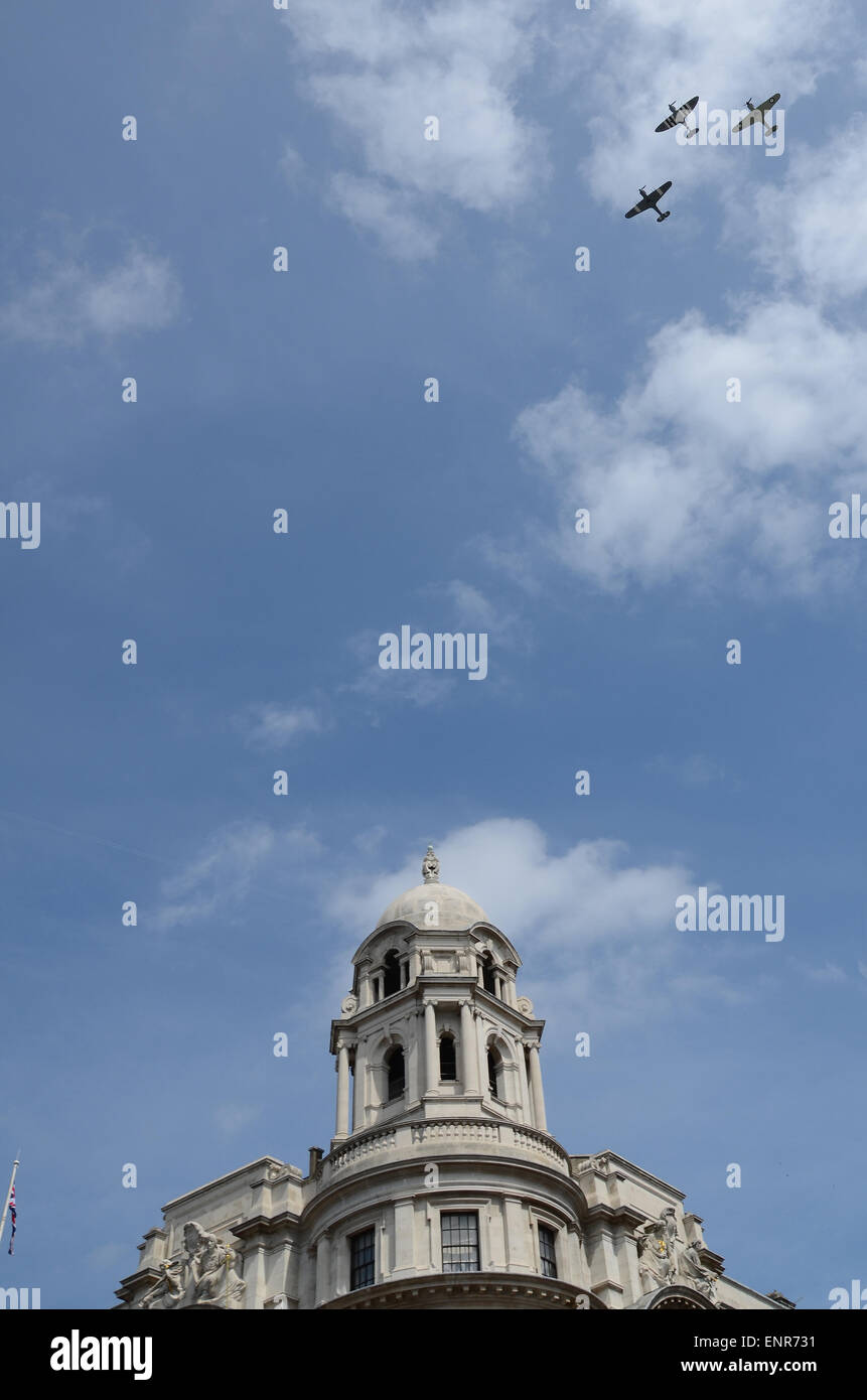 VE Day 70th anniversary celebrations. RAF's wartime fighters of the Battle of Britain Memorial ...
