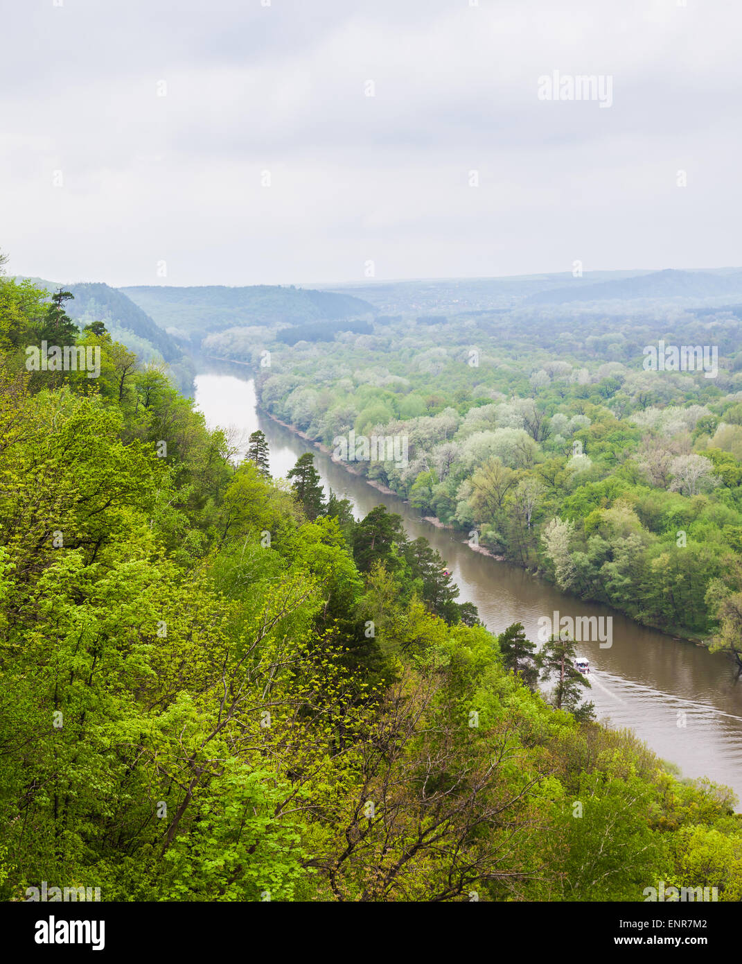 landscape river view from hill in spring Stock Photo - Alamy