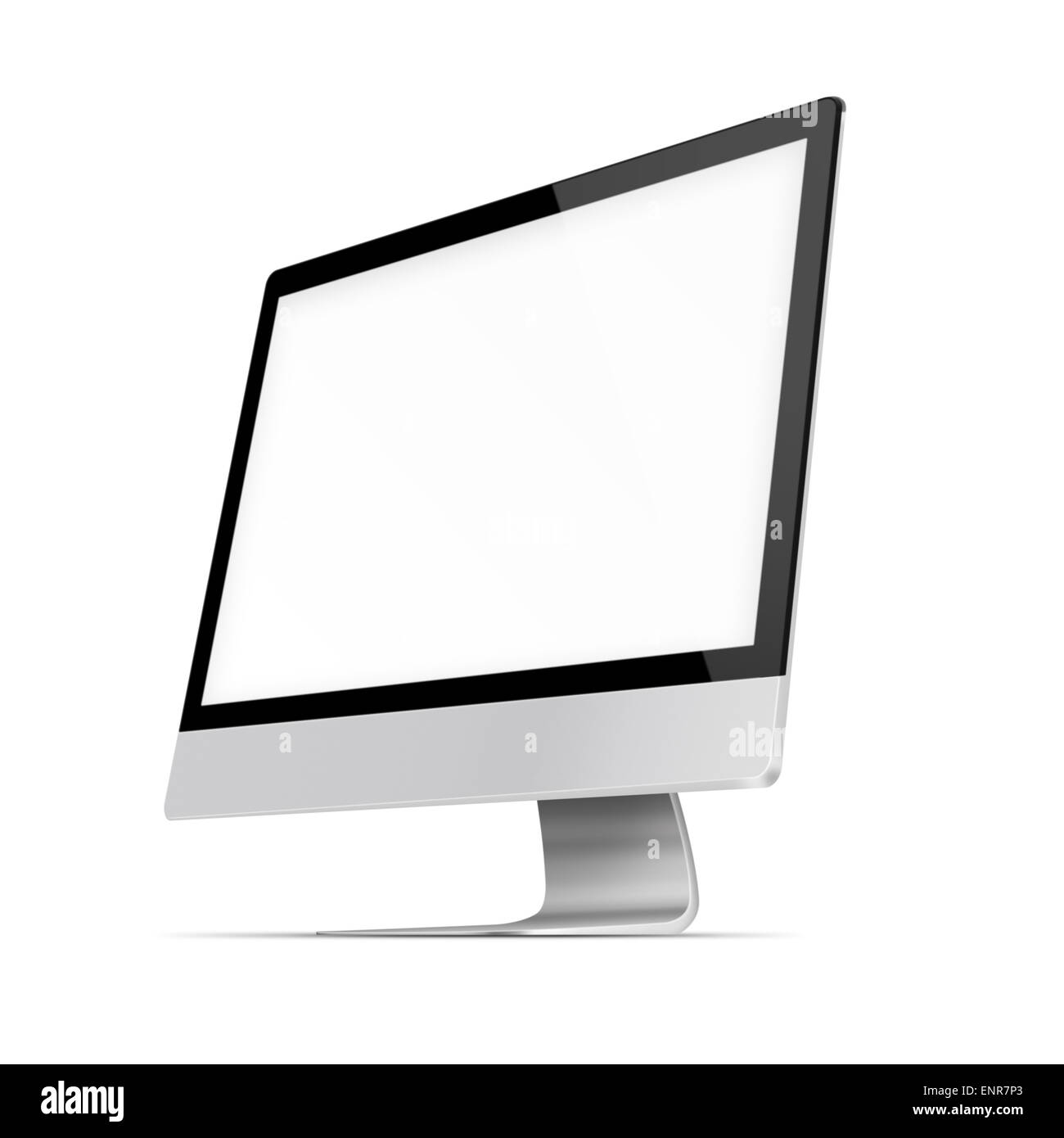 Modern flat screen computer monitor with blank screen isolated on white ...