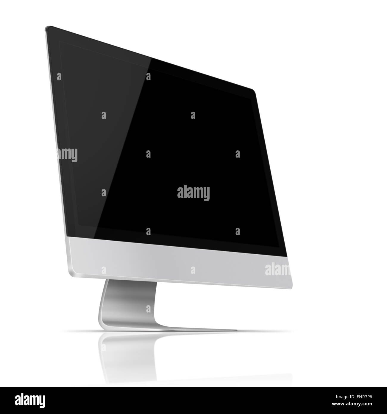 Modern flat screen computer monitor with empty screen and reflection ...