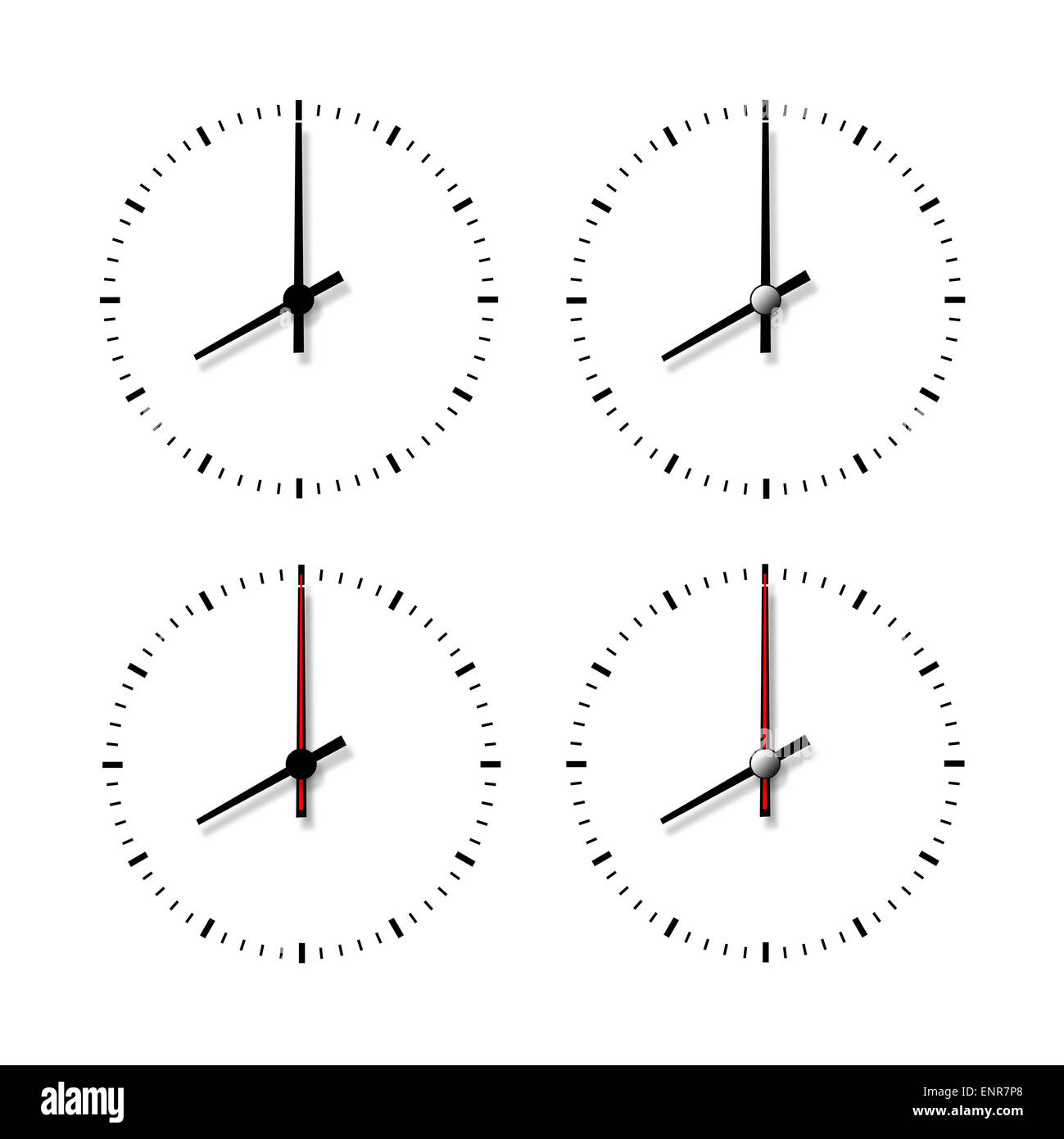 Set of clocks without numbers isolated on white background Stock Photo ...