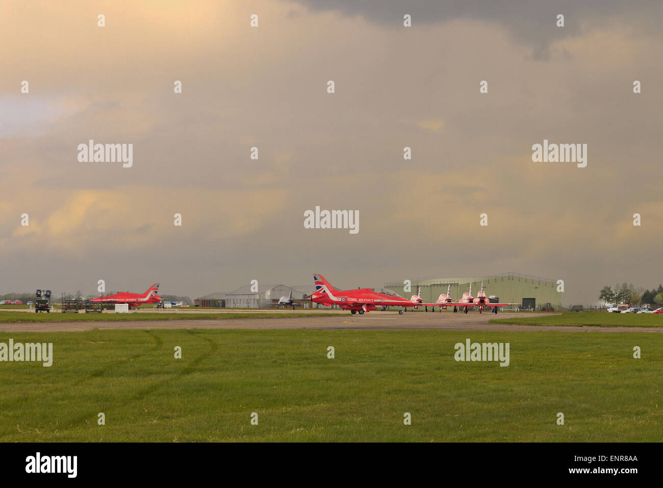 Red Arrows Display at RAF Scampton on Veterans Day Stock Photo - Alamy