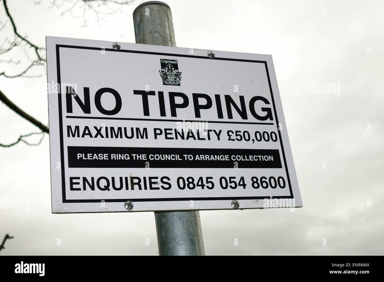 no tipping sign near clintz quarry nature reserve egremont west cumbria ...