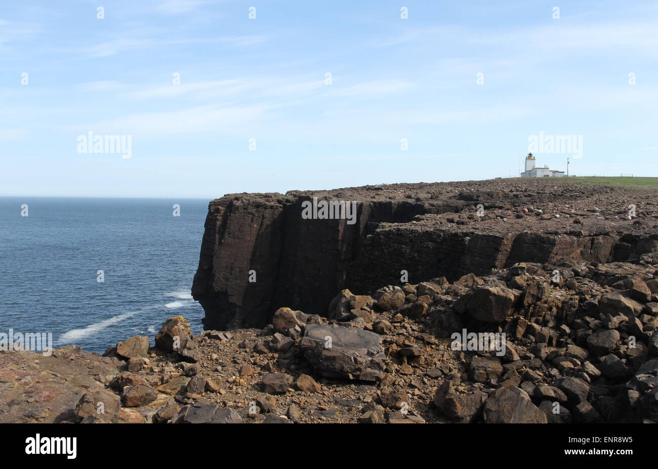 Cliffs and Eshaness lighthouse Northmavine Shetland Scotland June 2014 ...