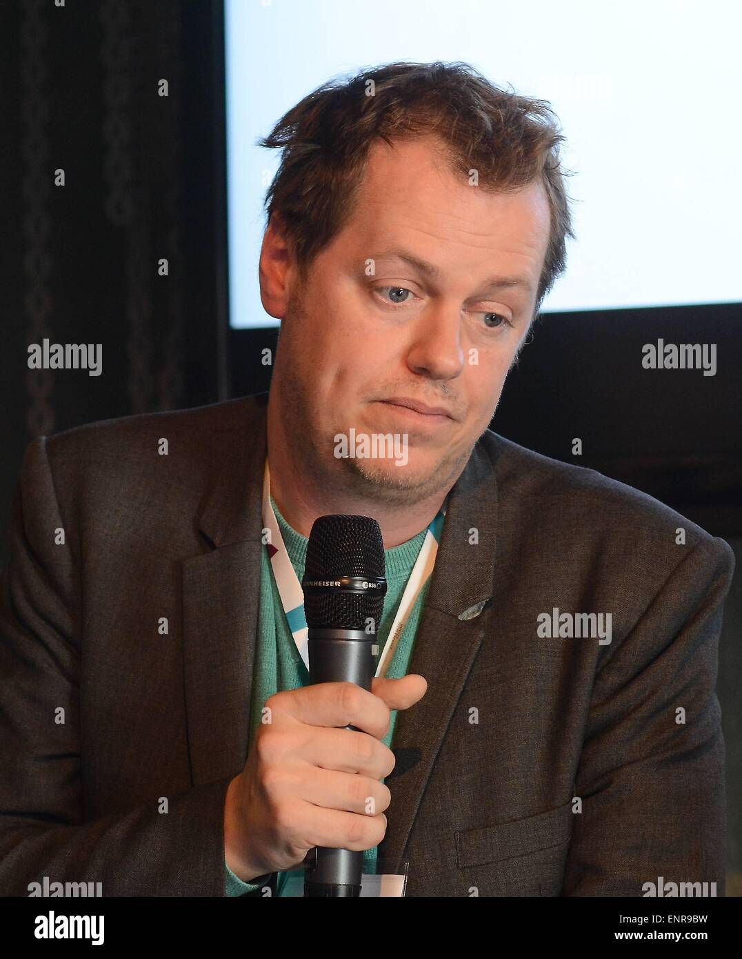 Lily Cole talks at the Web Summit while food critic Tom Parker Bowles ...