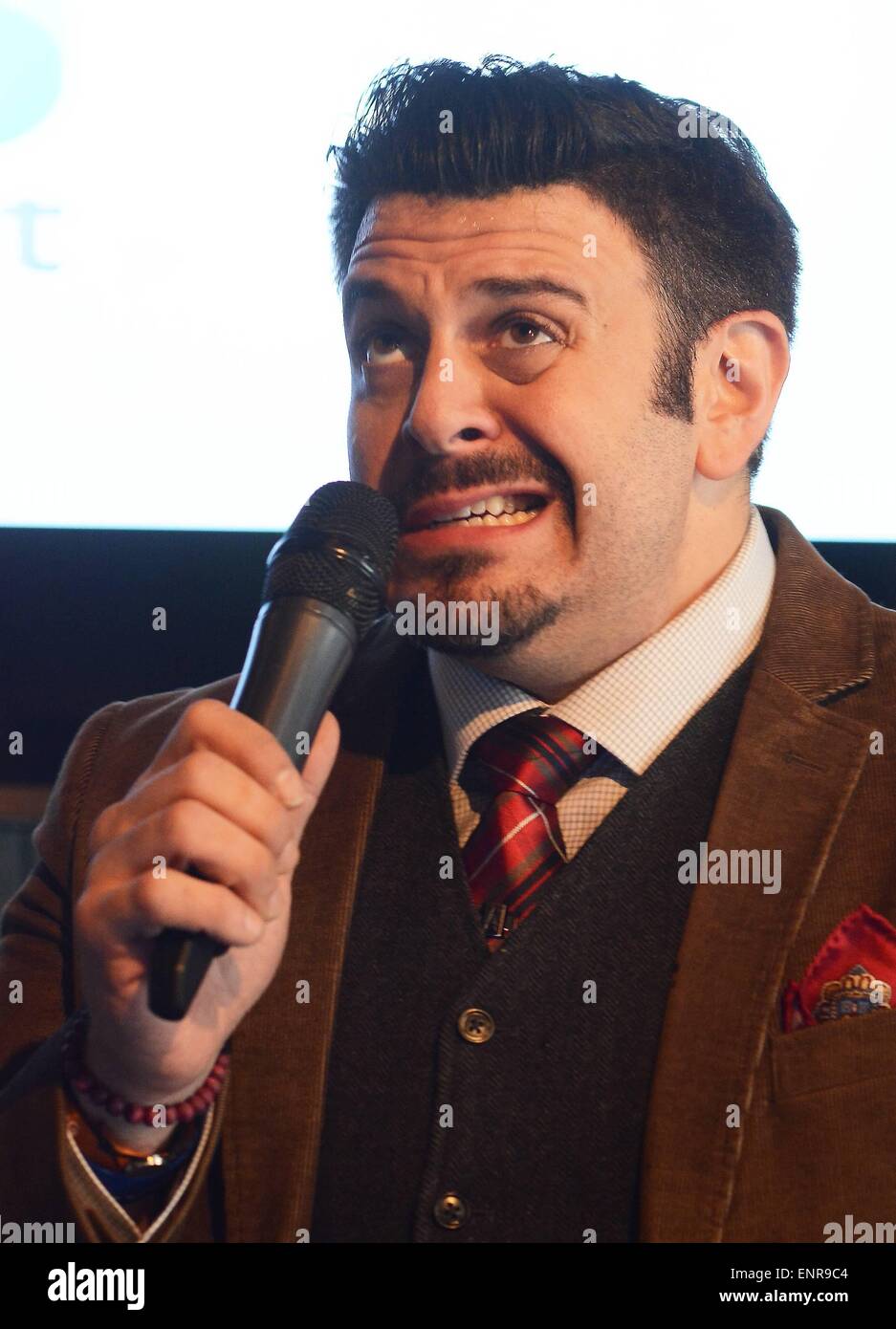 Lily Cole talks at the Web Summit while food critic Tom Parker Bowles ...