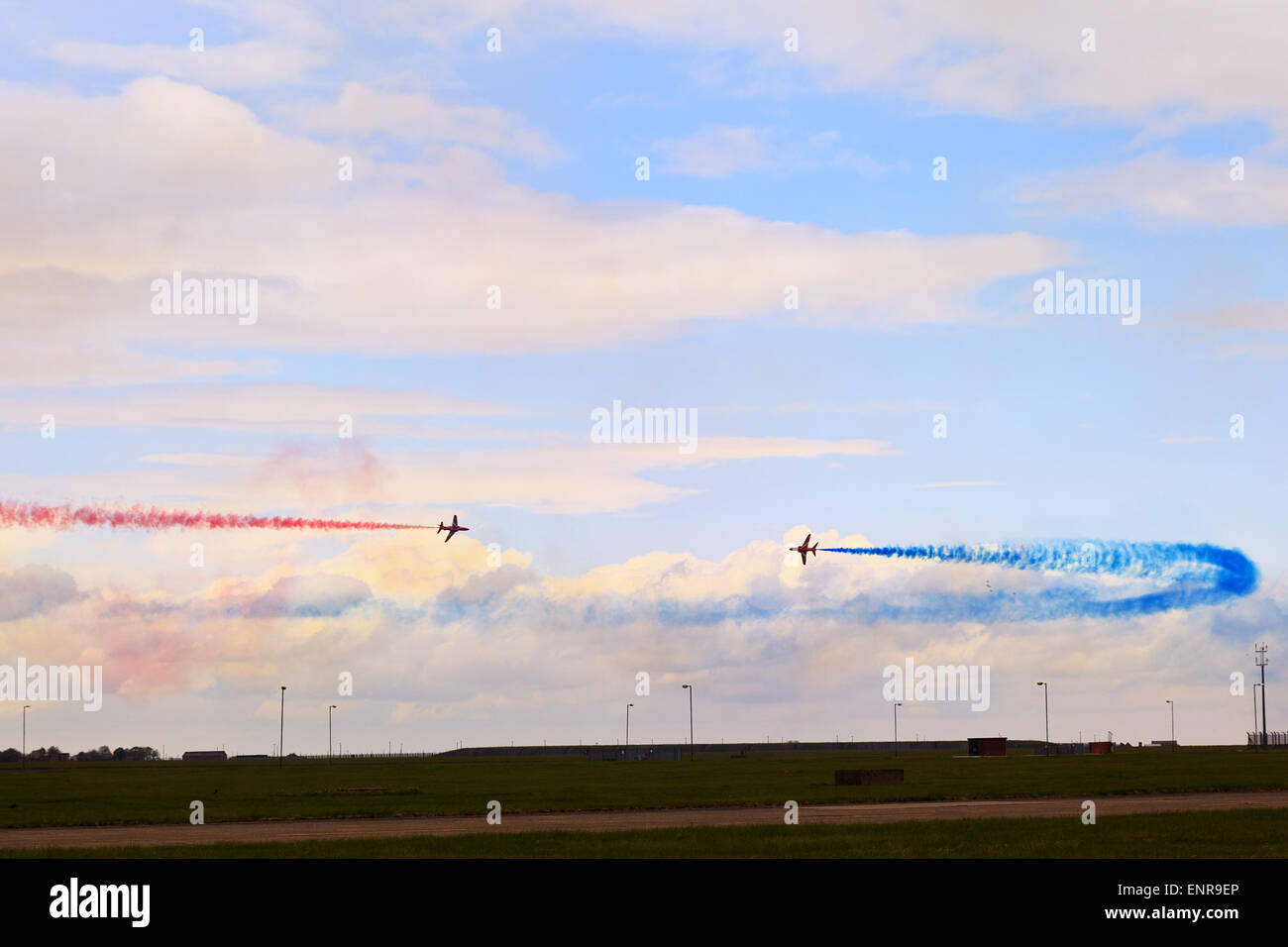 Red Arrows Display at RAF Scampton on Veterans Day Stock Photo - Alamy