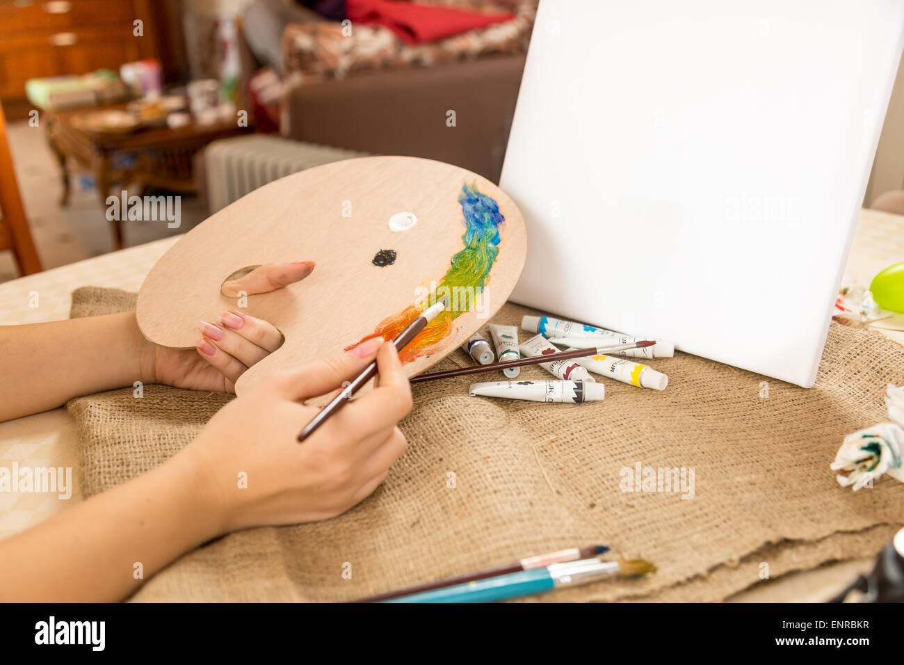 Conceptual photo of drawing hobby at home Stock Photo - Alamy