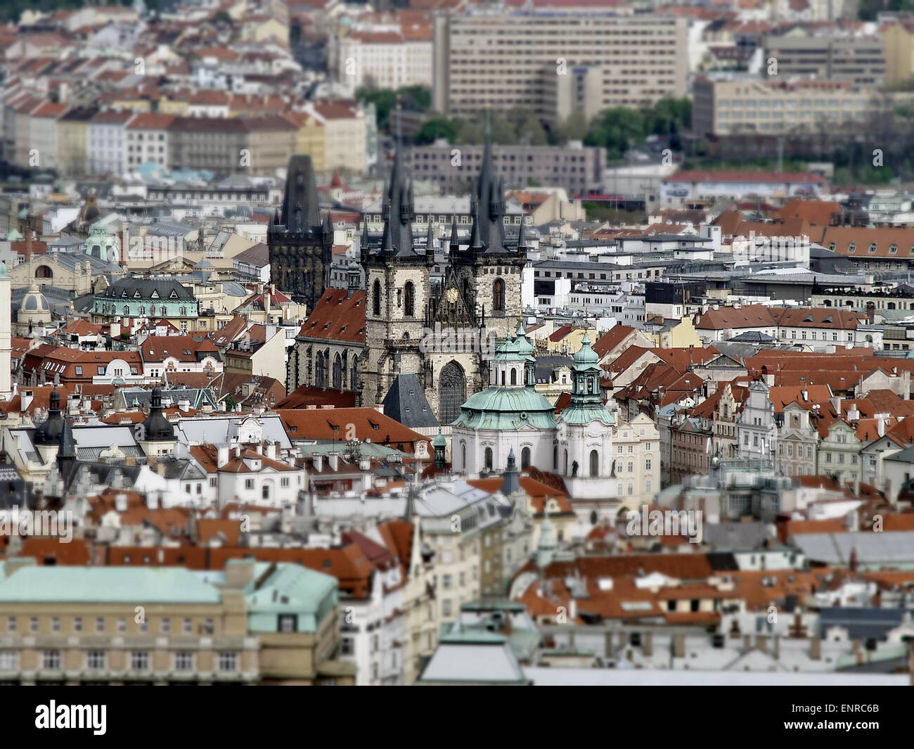 City of Prague from above (made with tilt shift technology Stock Photo ...