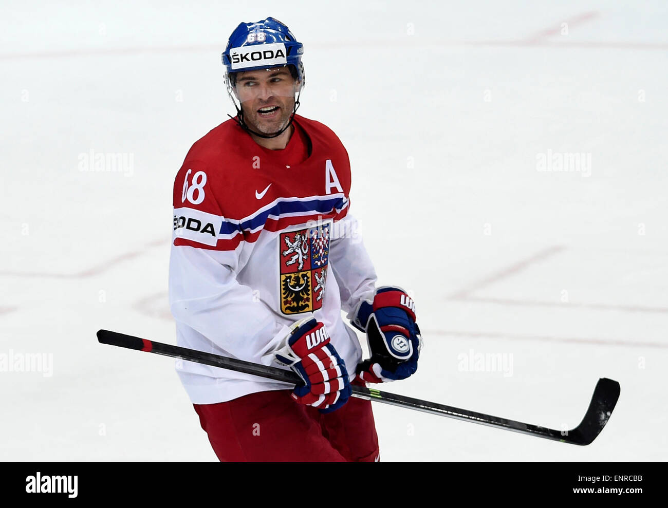 Prague, Czech Republic. 10th May, 2015. Jaromir Jagr (CZE) celebrates a ...