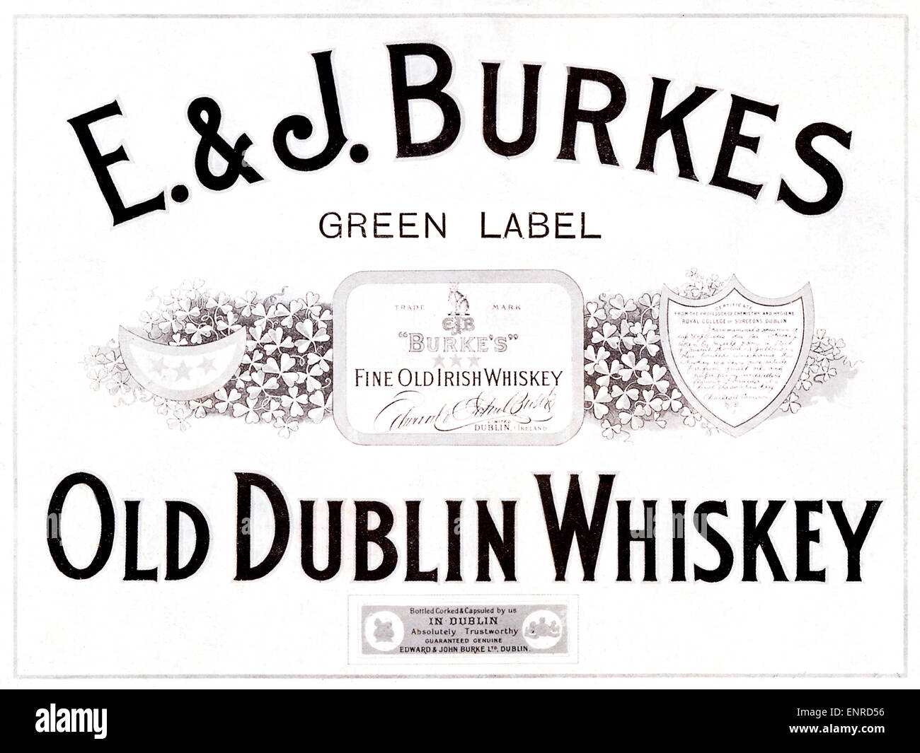 E&J Burkes Old Dublin Whisky, 1916 advert for the Irish whisky ...