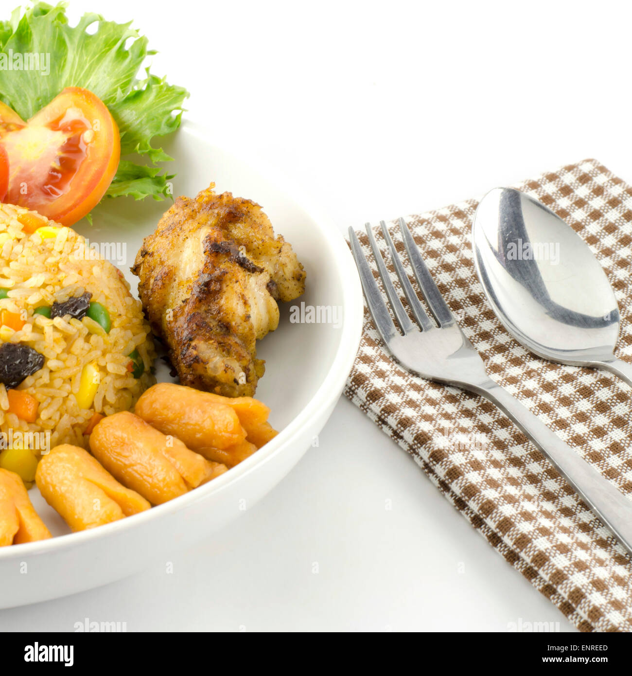 main food American fried rice isolated on white background Stock Photo ...