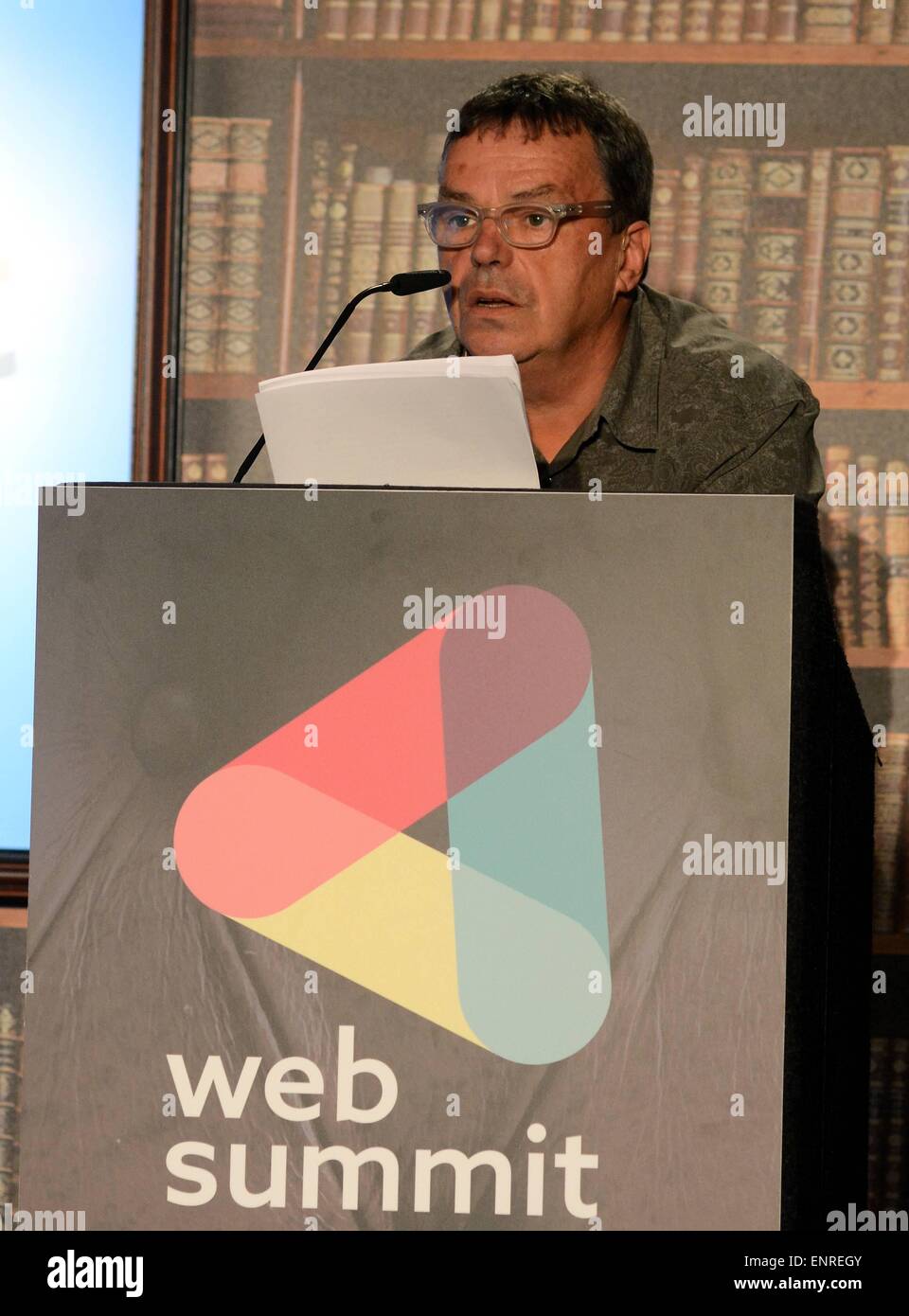 Lily Cole talks at the Web Summit while food critic Tom Parker Bowles ...