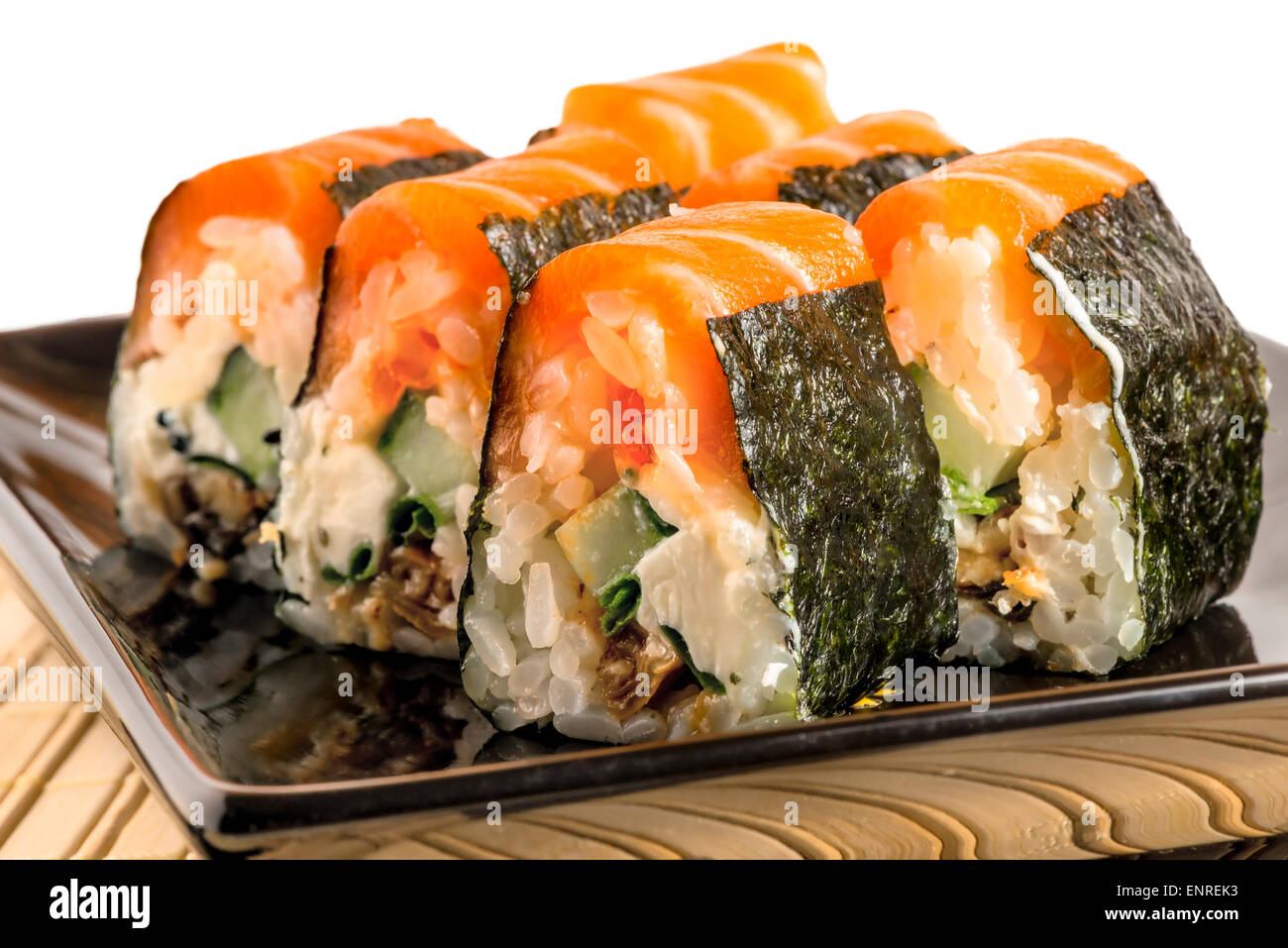 delicious traditional Japanese food - rolls with salmon Stock Photo - Alamy