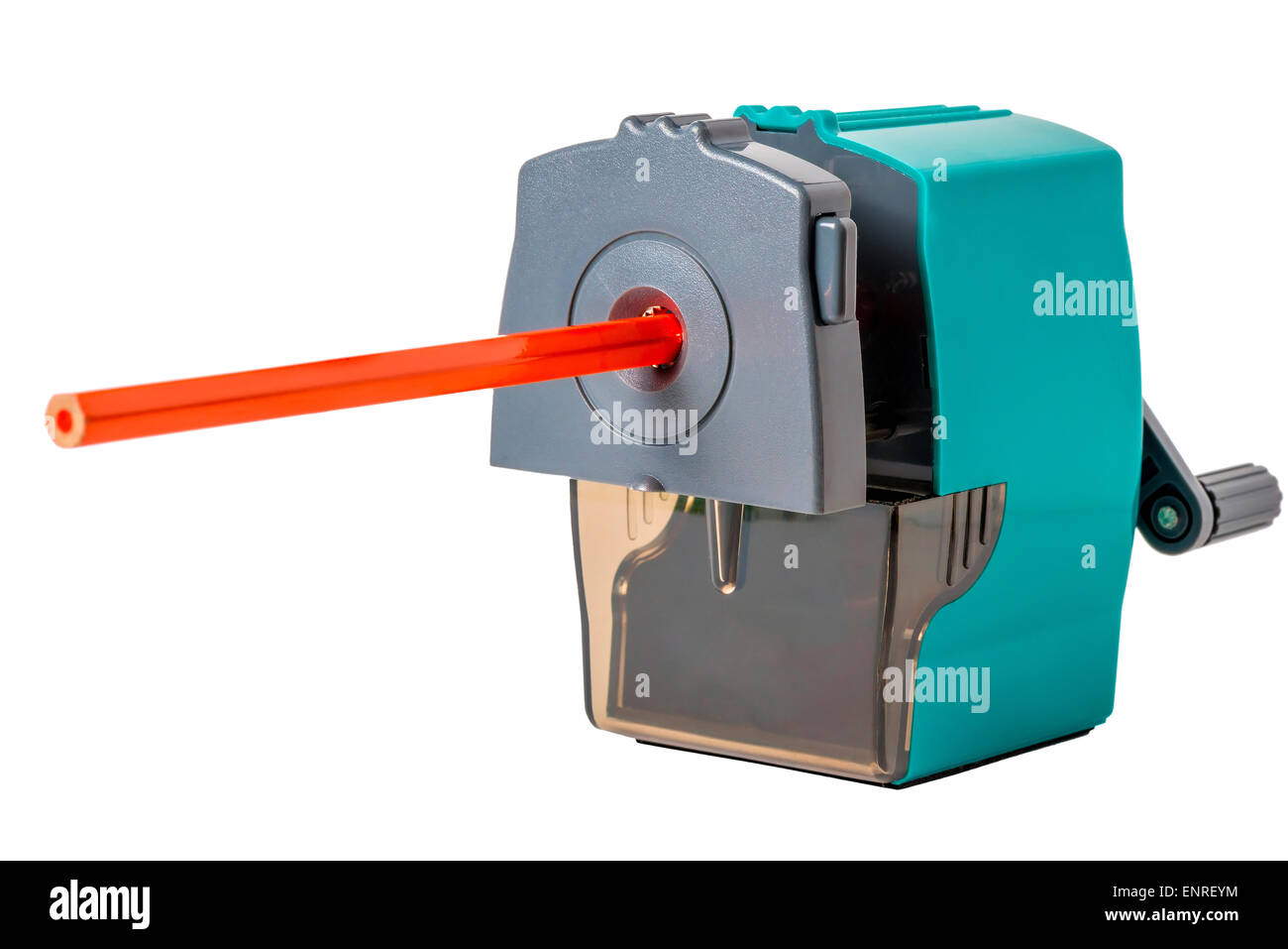 orange pencil and mechanical sharpener Stock Photo - Alamy