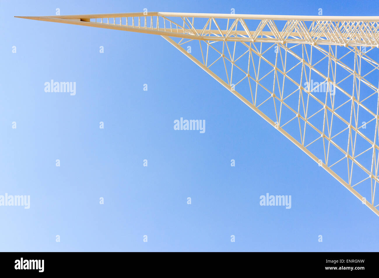 The white metal framework structure of the Kobe Maritime Museum. The ...