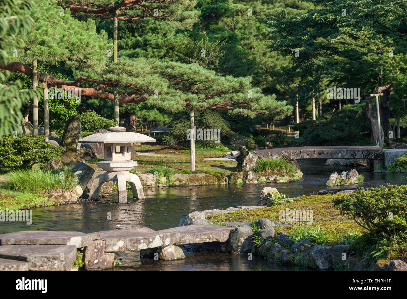 The Kotoji Toro in Kenroku-en, located in Kanazawa, Ishikawa, one of ...