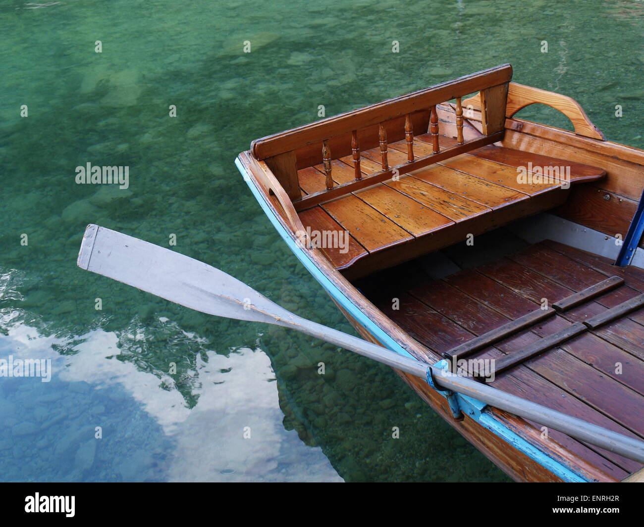 Empty boat on water Stock Photo - Alamy