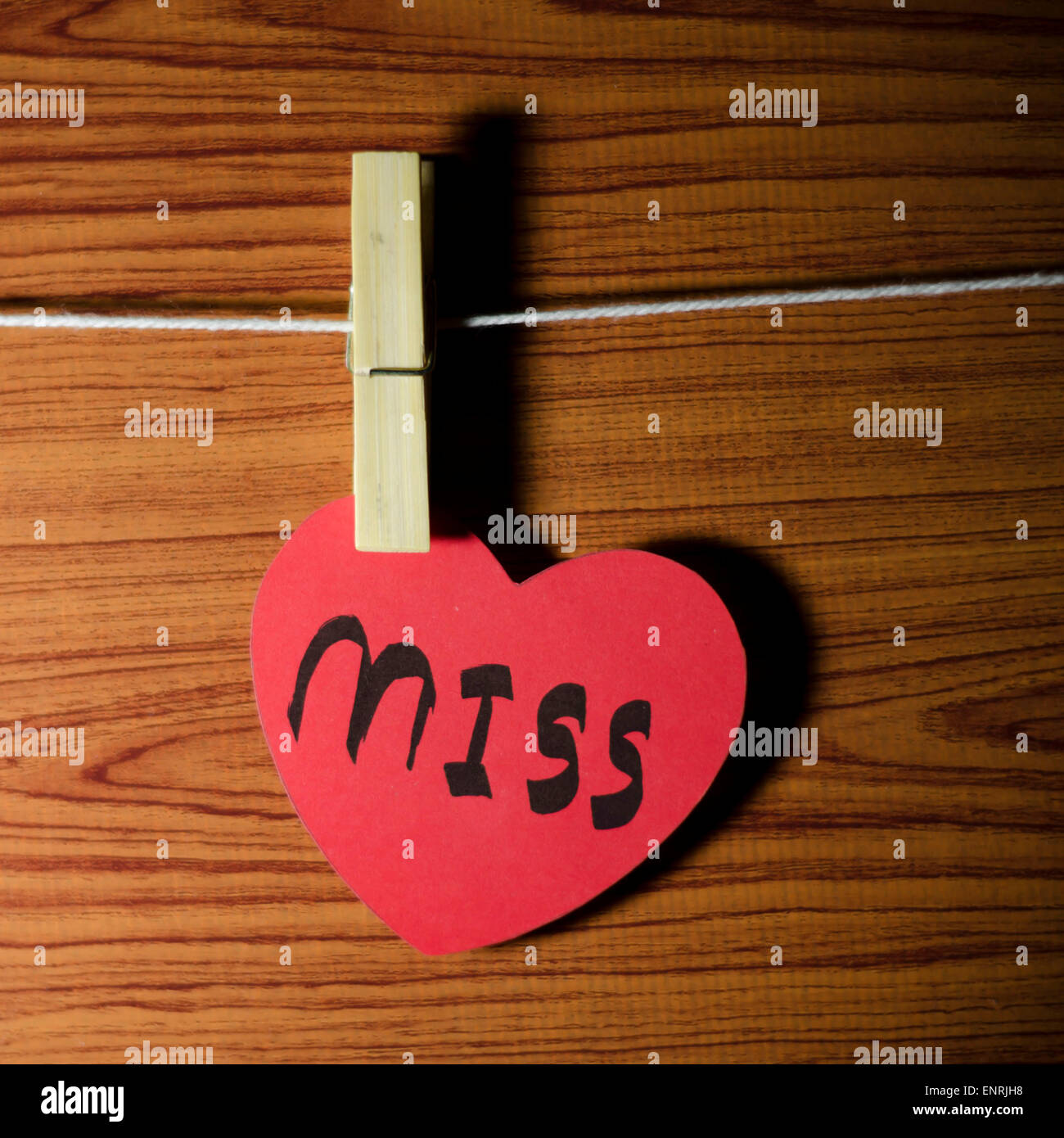 red heart word miss on wood vintage stlye background Stock Photo - Alamy