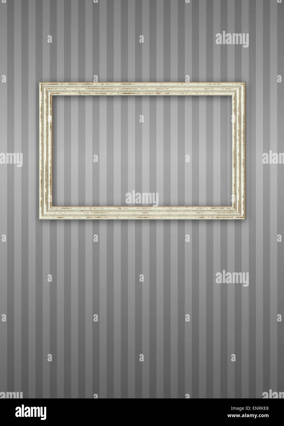 Worn Picture Frame Over Stripped Wallpaper Bitmap Illustration (frame ...