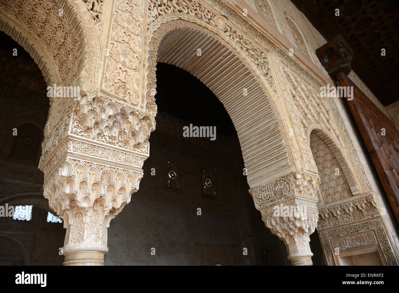 Moorish arch arches Alhambra palace gardens Granada Andalusia Spain ...