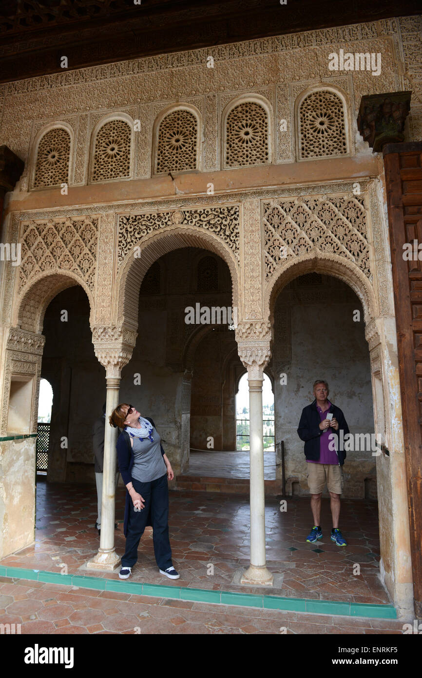 Moorish arch arches Alhambra palace gardens Granada Andalusia Spain ...