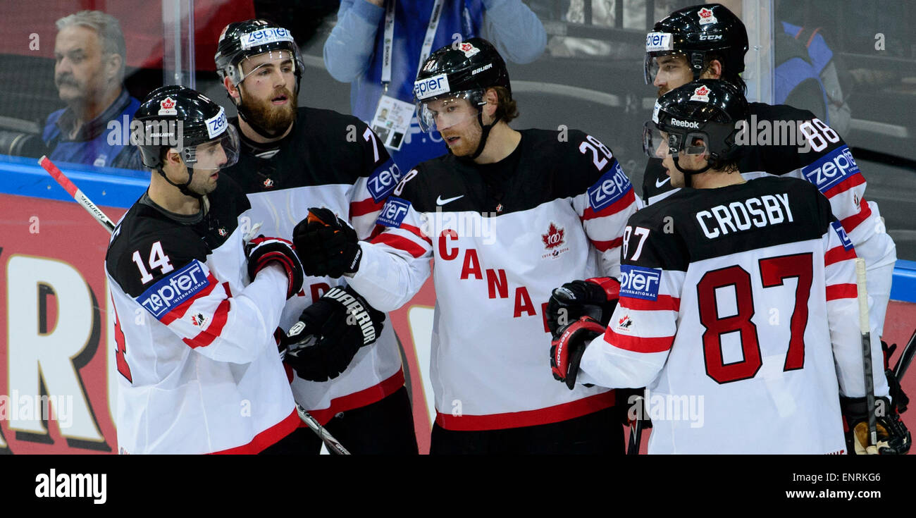 Prague, Czech Republic. 10th May, 2015. From left: Jordan Eberle (CAN ...