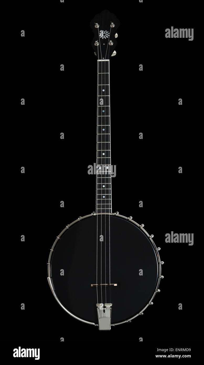 Black Banjo isolated on black background Stock Photo - Alamy