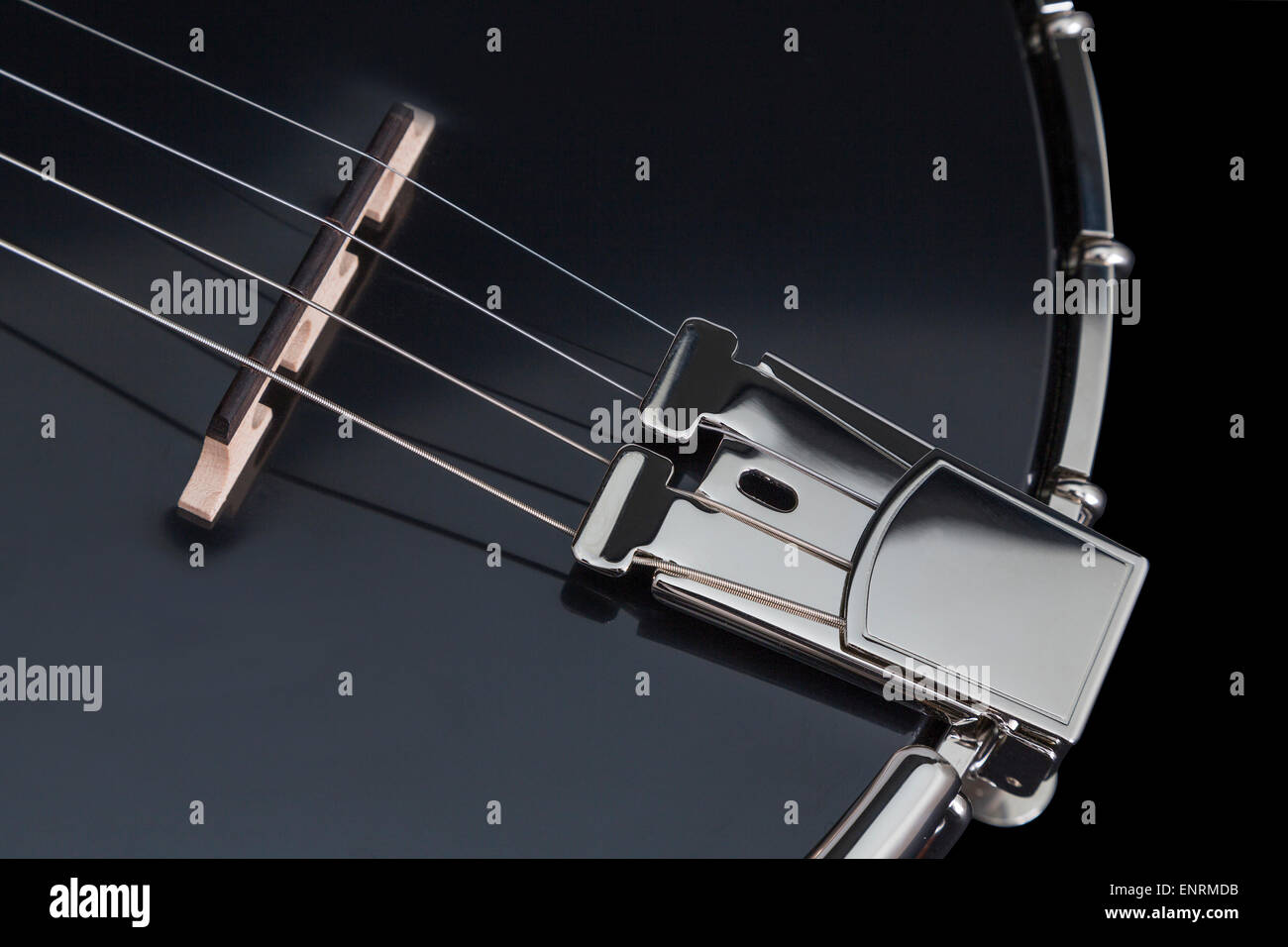 Black Banjo isolated on black background, deatil Stock Photo - Alamy