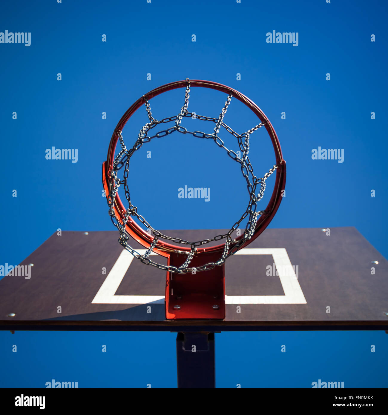 Basketball hoop on a blue sky background Stock Photo - Alamy