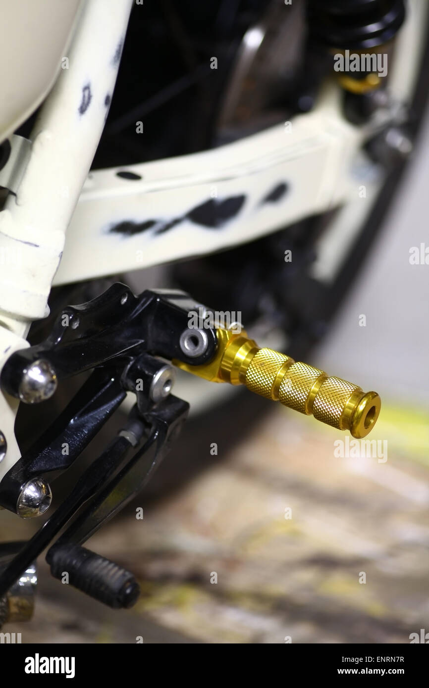 Color detail with the gear shifter of a motorcycle Stock Photo - Alamy