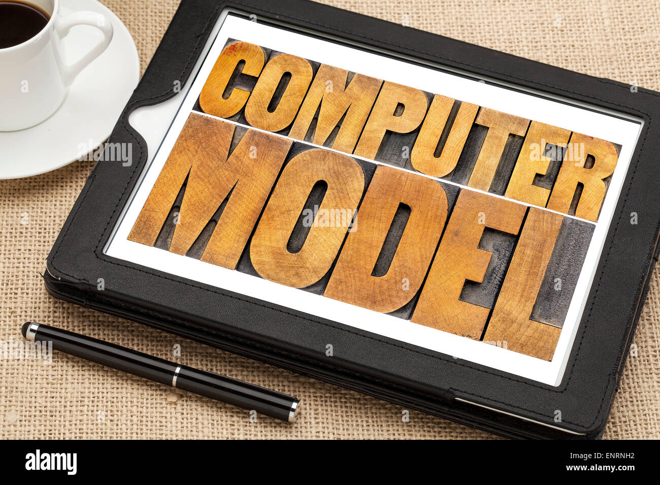 computer model typography - science or research concept - word abstract ...