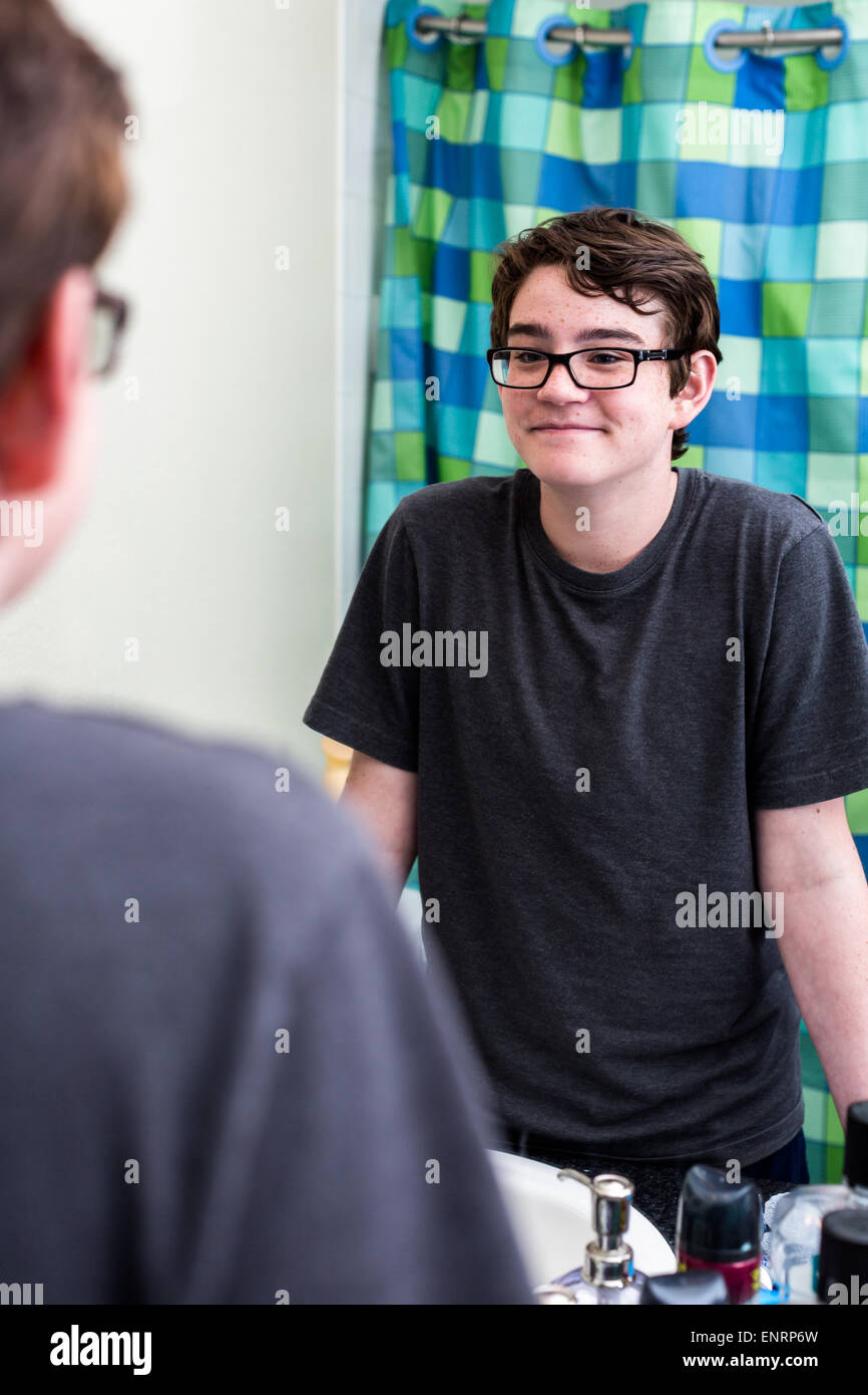 Teenage boy getting ready for school in the morning Stock Photo - Alamy