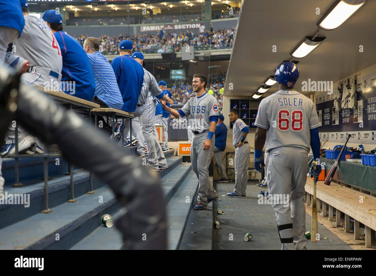 Milwaukee, WI, USA. 9th May, 2015. Chicago Cubs third baseman Kris ...