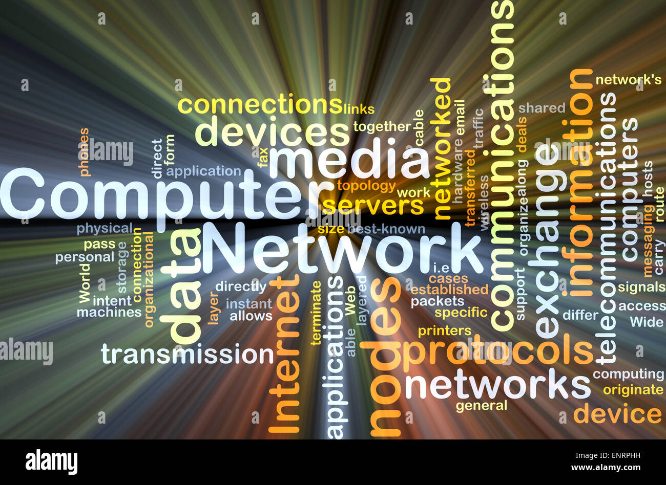 Background concept wordcloud illustration of computer network glowing ...