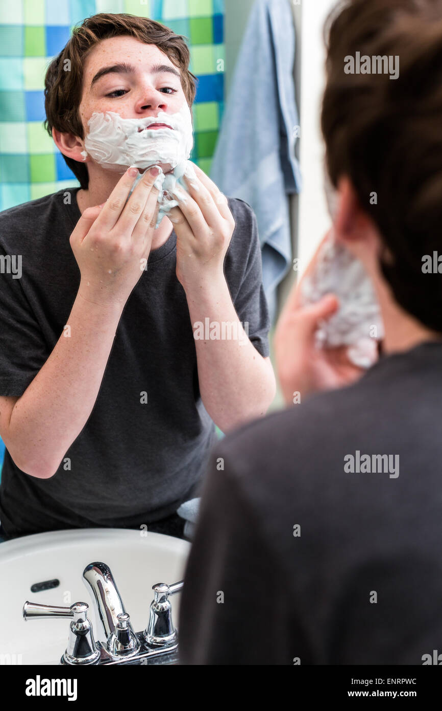 Teenage boy getting ready for school in the morning Stock Photo - Alamy