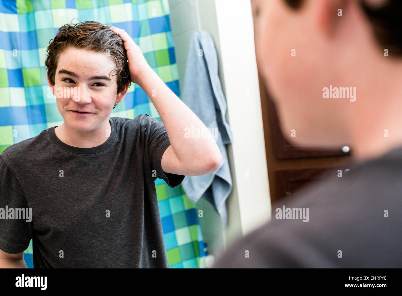 Teenage boy getting ready for school in the morning Stock Photo - Alamy