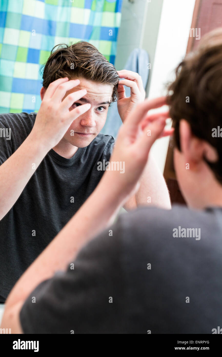 Teenage boy getting ready for school in the morning Stock Photo - Alamy