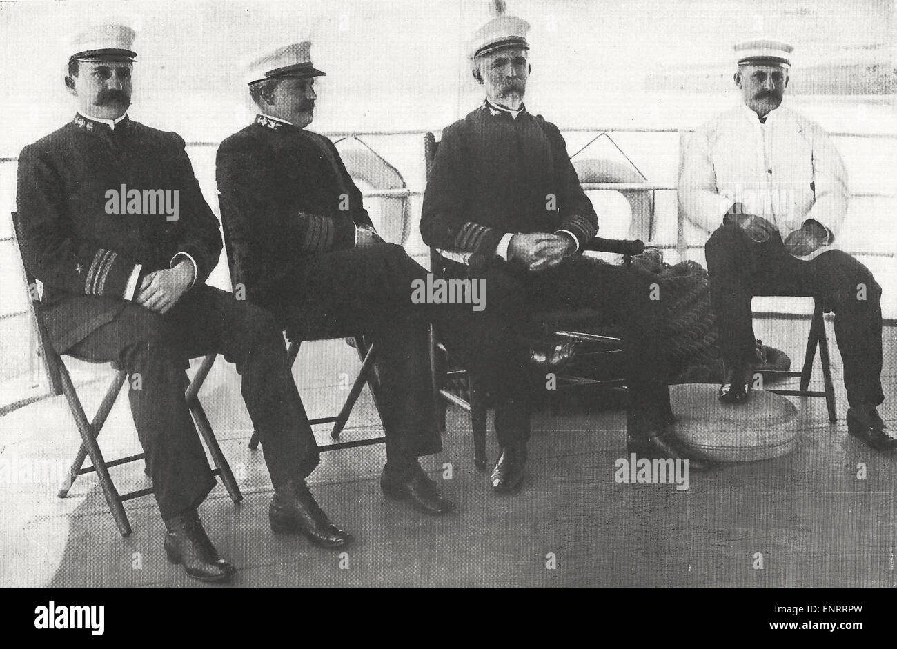 The members of the Court of Investigation on the Quarterdeck of the ...