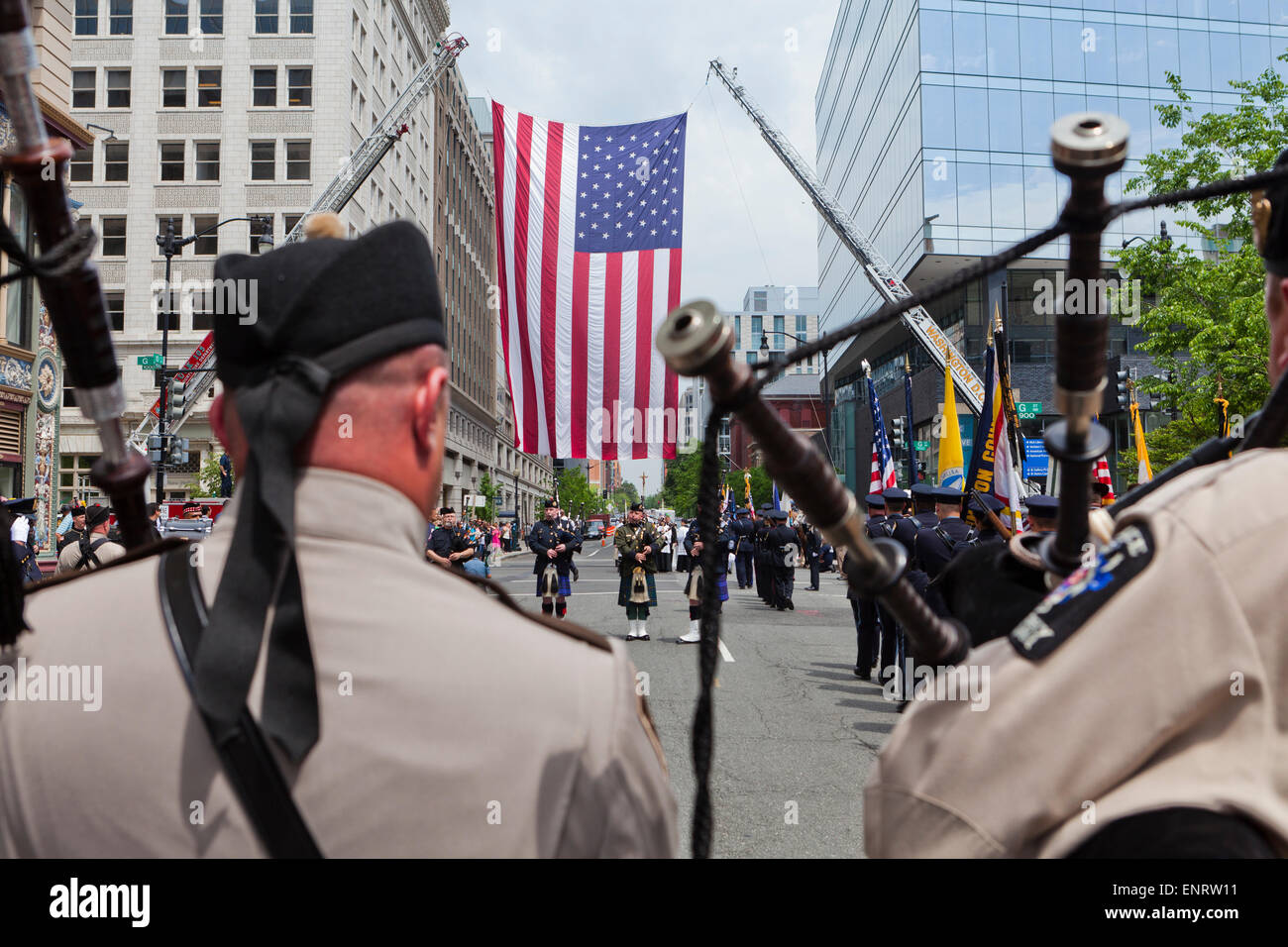 Pipes and drums team at 2015 National Police Week - Washington, DC USA ...