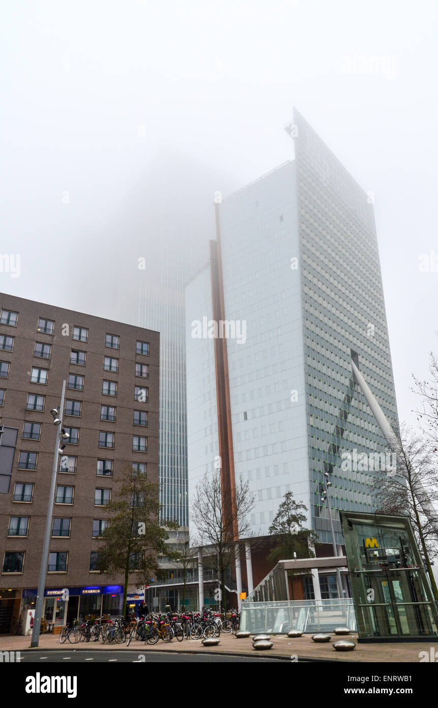 Morning fog in Rotterdam (Kop van Zuid, KPN tower) Erasmusbrug ...