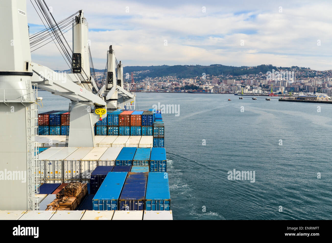 Container terminal of the port of Vigo, Spain Stock Photo - Alamy