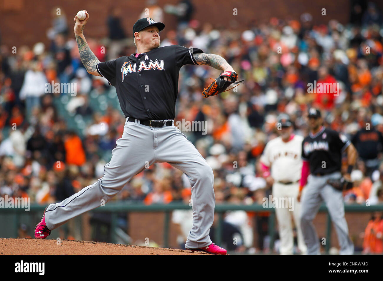 San Francisco, CA. 10th May, 2015. Miami Marlins starting pitcher Mat ...