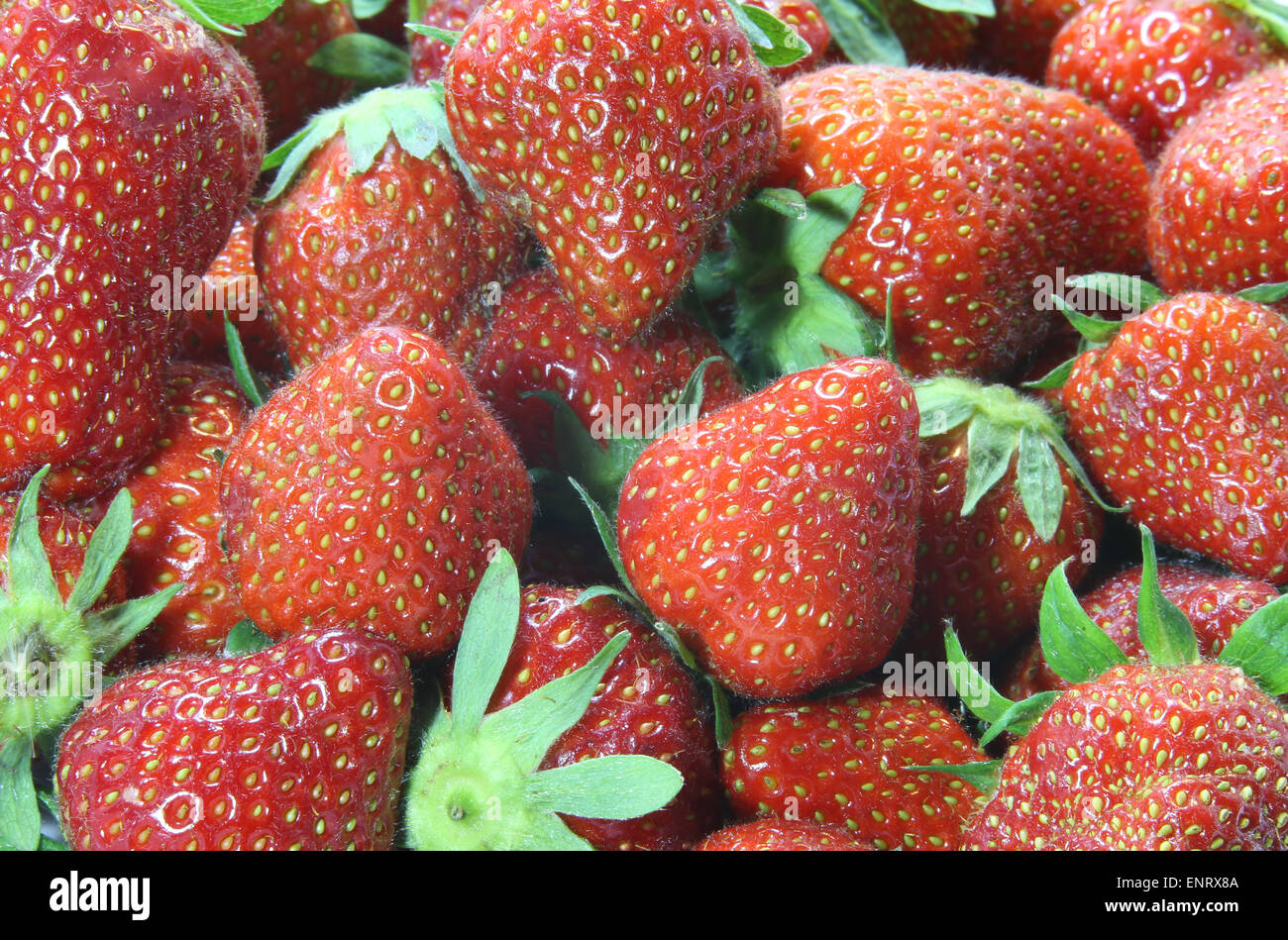 temptations: background of red ripe strawberries from greengrocers ...
